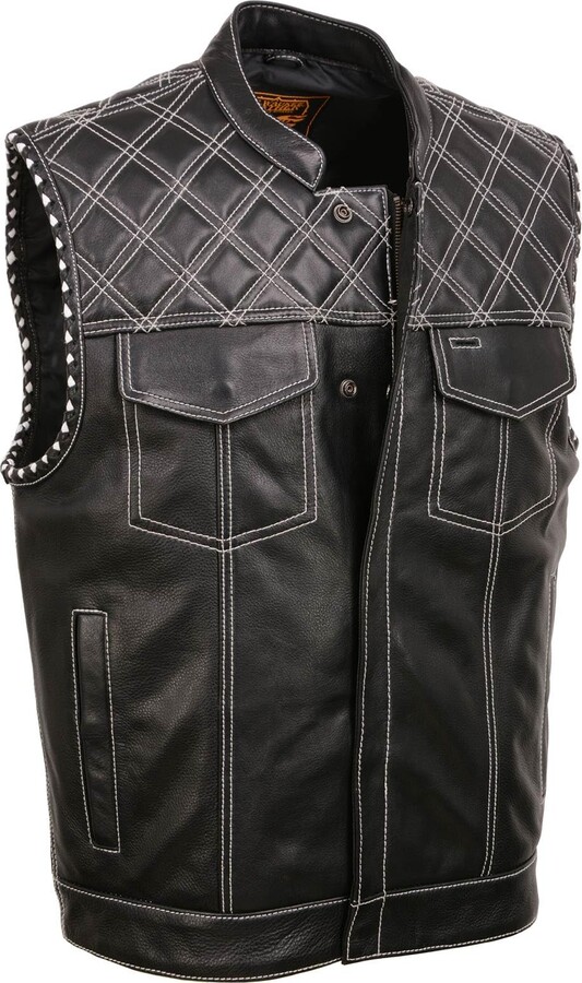 Milwaukee Leather Men's Mlm3525-bkwht MLM3525 Black White Stitching ...