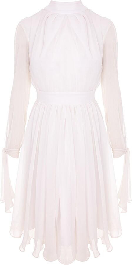 Women's White Flared Silk Scarf Monarh Dress - ShopStyle