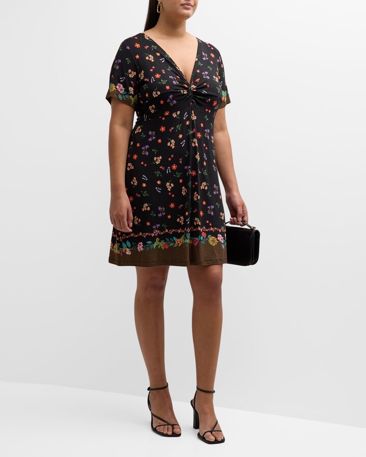 Johnny Was Plus Size Nani Floral-Print Twist-Front Dress - ShopStyle