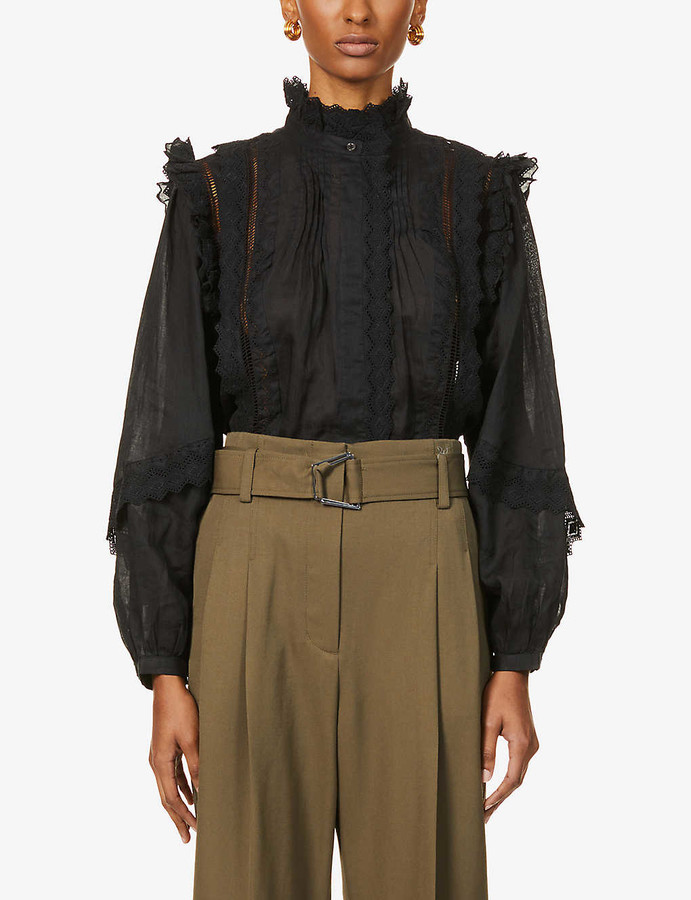 Frame Natalie woven ruffle top - ShopStyle