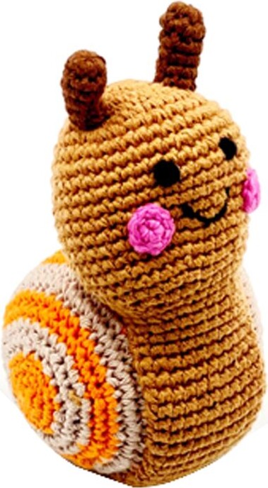 Pebblechild Fairtrade Crochet Baby Soft Toy Snail Rattle Brown Sugar ...