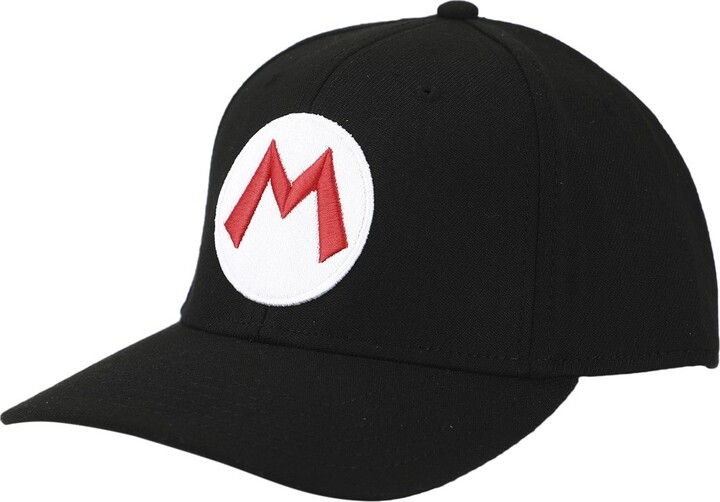 Super Mario Brothers Mario Embroidered Symbol Black Snapback Hat ...