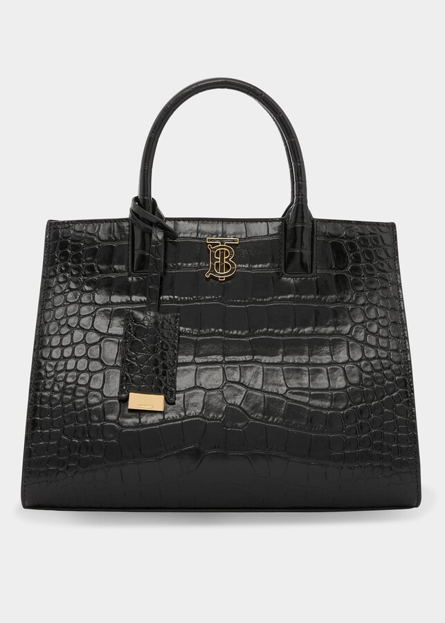 Burberry Frances Croc-Embossed Leather Top-Handle Bag - ShopStyle