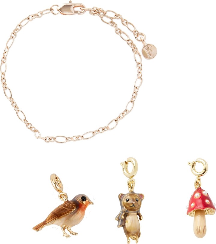 Fable England Women's Cable Chain Bracelet, Ralph Mouse Charm, Robin ...