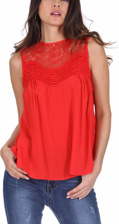 AX Paris Womens Crochet Gathered Tank Top - ShopStyle