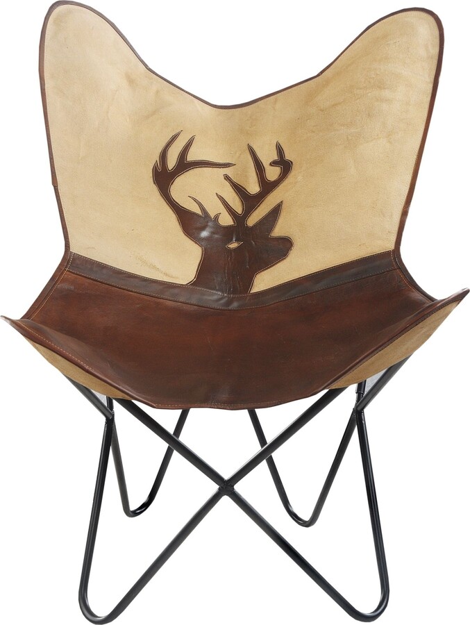 Laddha Home Designs 37" Brown and Off-White Deer Faux Leather Sling ...