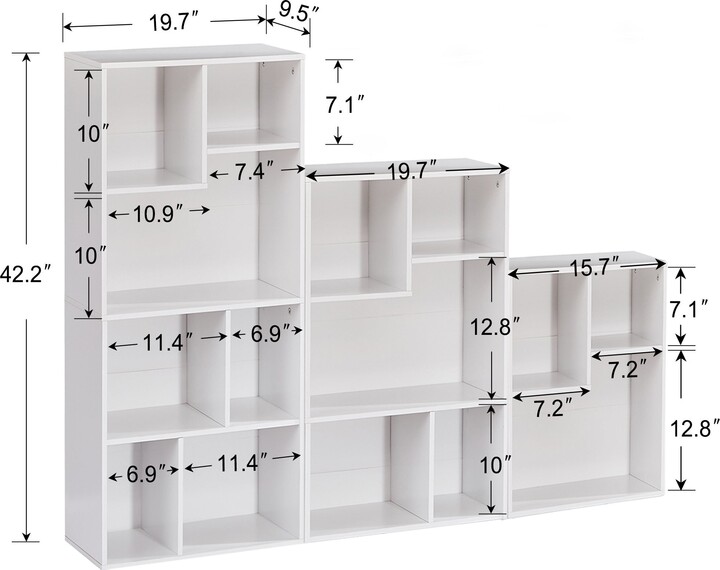 4 Colors Available Ladder Wooden Bookshelf L Shaped Freestanding 15 ...