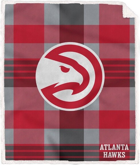 NBA Atlanta Hawks Plaid Steel Royal Plush Faux Shearling Blanket ...