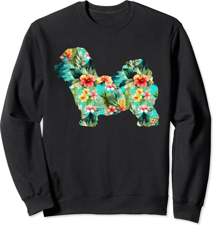 Funny Cavapoo Doodle Mom Cute Dog Lovers Aloha Maltipoo Floral Silhouette Tropical Hawaiian ...