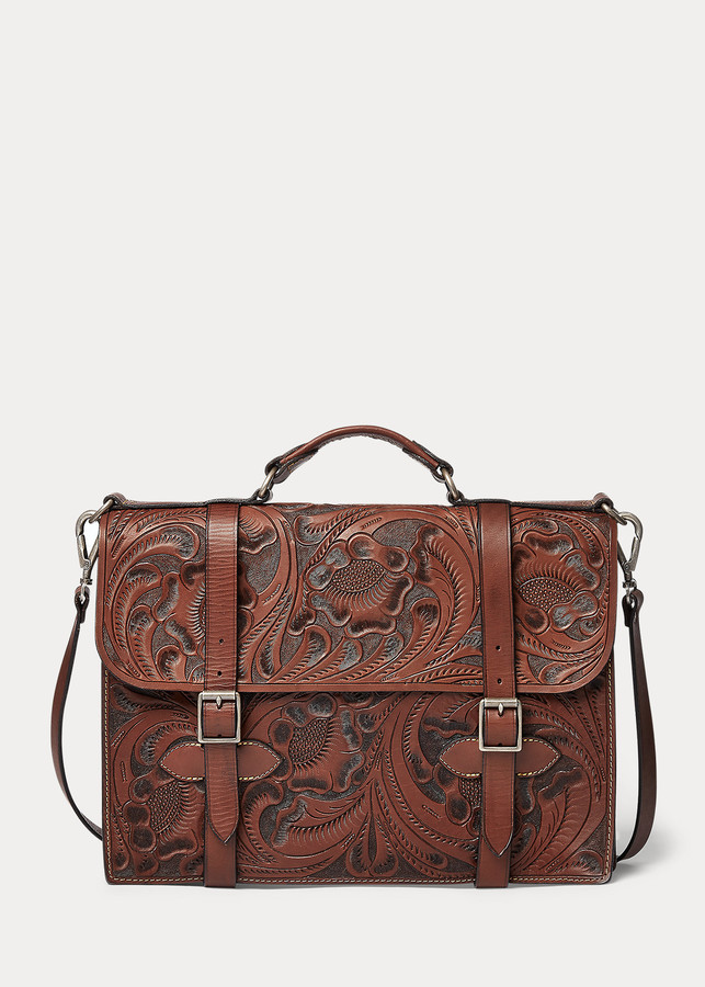 Ralph Lauren Hand-Tooled Leather Briefcase - ShopStyle Bags