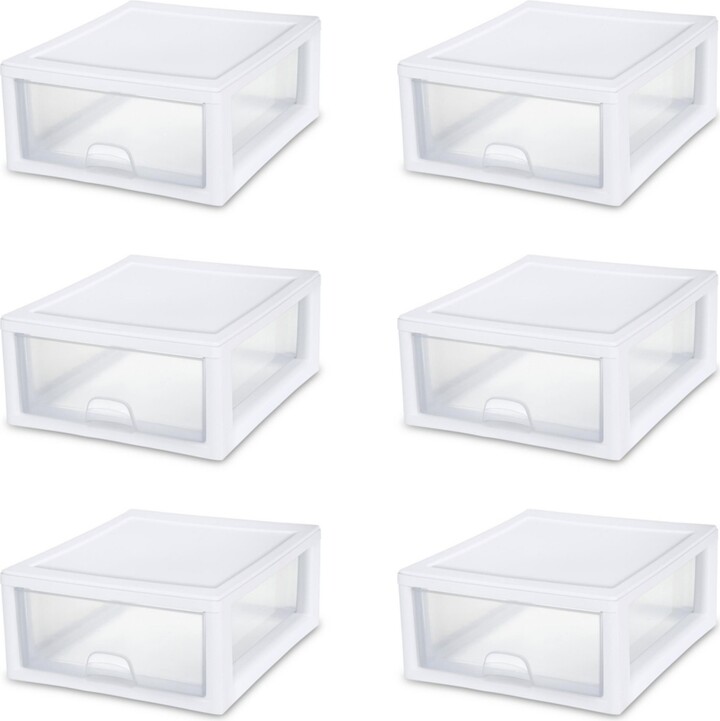 Sterilite 16 Quart Clear Plastic Stacking Storage Drawer Container Box ...