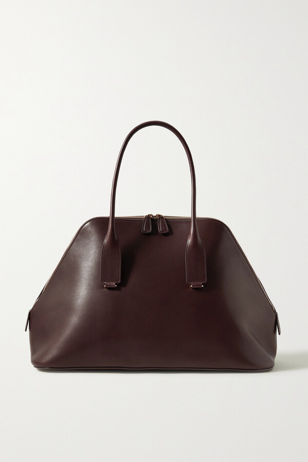 The Row Devon Leather Tote - Burgundy - ShopStyle