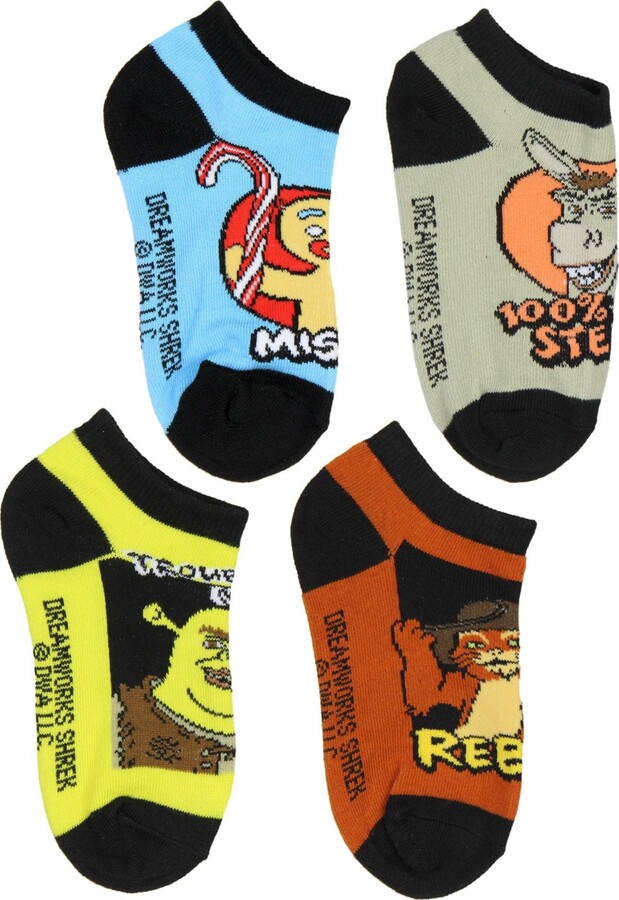 DreamWorks Shrek Boys' Socks Character Designs 4 Pairs Kids No Show ...