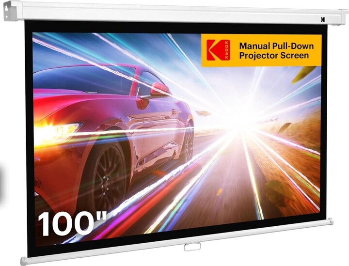 Kodak 100" Manual Pull Down Projector Screen, Large 16:9 Retractable ...