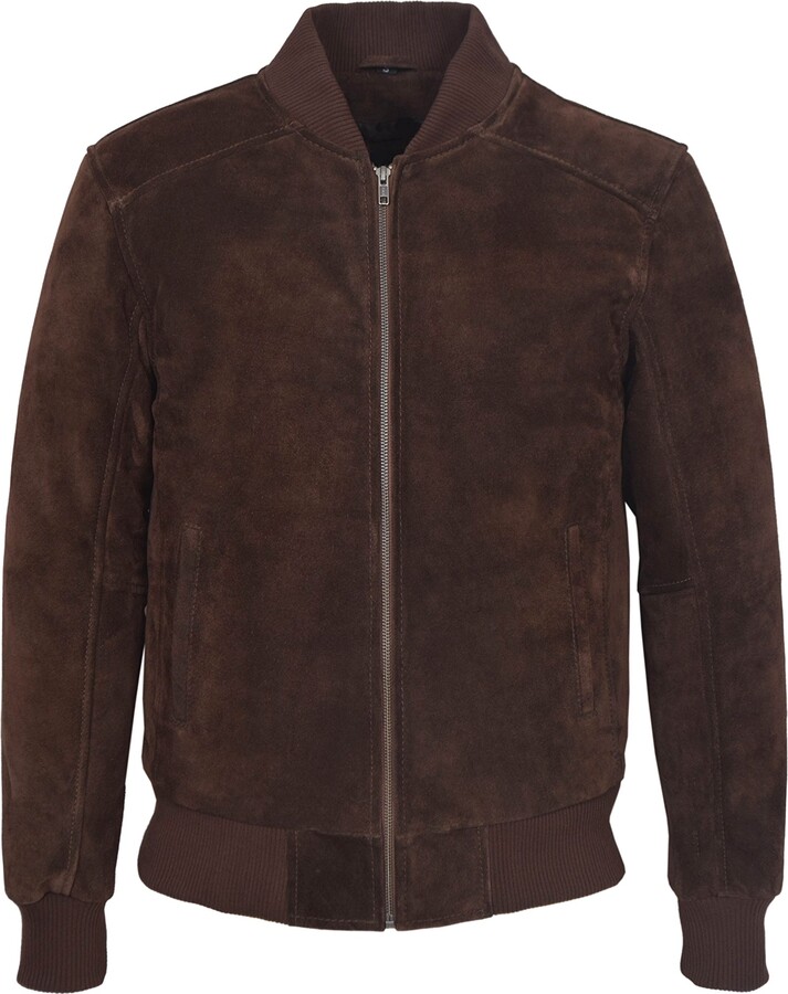 Smart Range Leather 275 Plain Men's Brown Suede Classic Biker Style ...