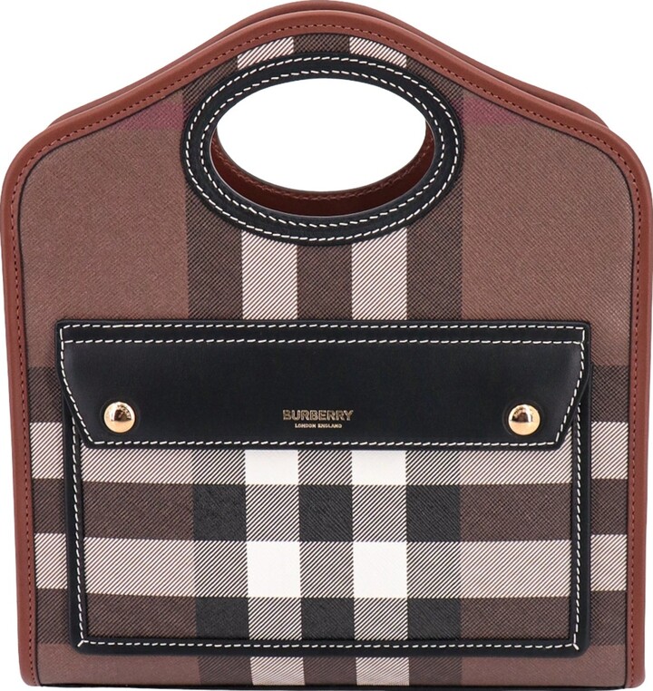 Burberry Coated canvas and leather handbag with Check motif - ShopStyle ...