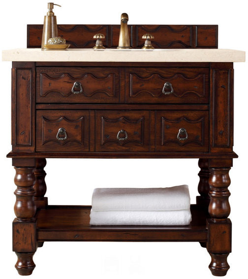 James Martin Vanities Castilian 36" Vanity Cabinet, Aged Cognac, 3cm ...