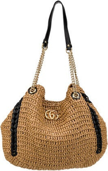 Gucci GG Marmont Large Raffia Tote - ShopStyle Shoulder Bags