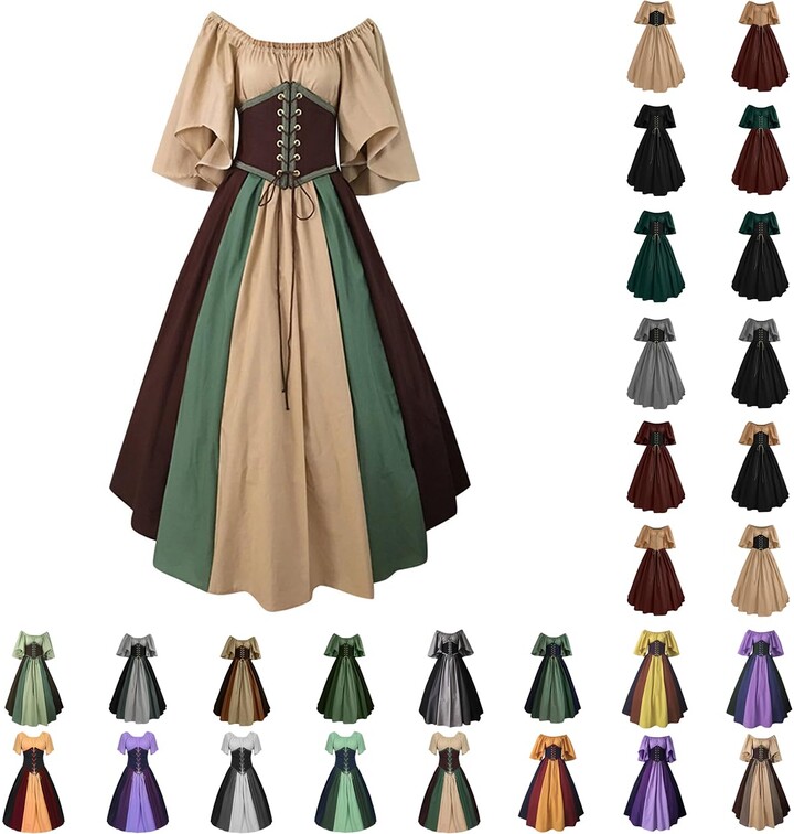 ToDIDAFA Vintage Loose Fit Outfits for Women UK Ruffle Sleeve Patchwork ...