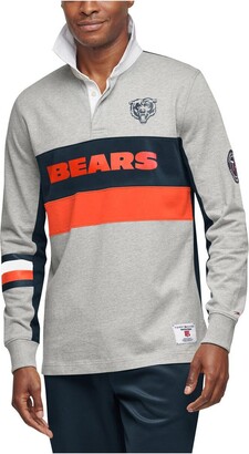 Tommy Hilfiger Men's Gray and Navy Chicago Bears Rugby Long Sleeve Polo ...