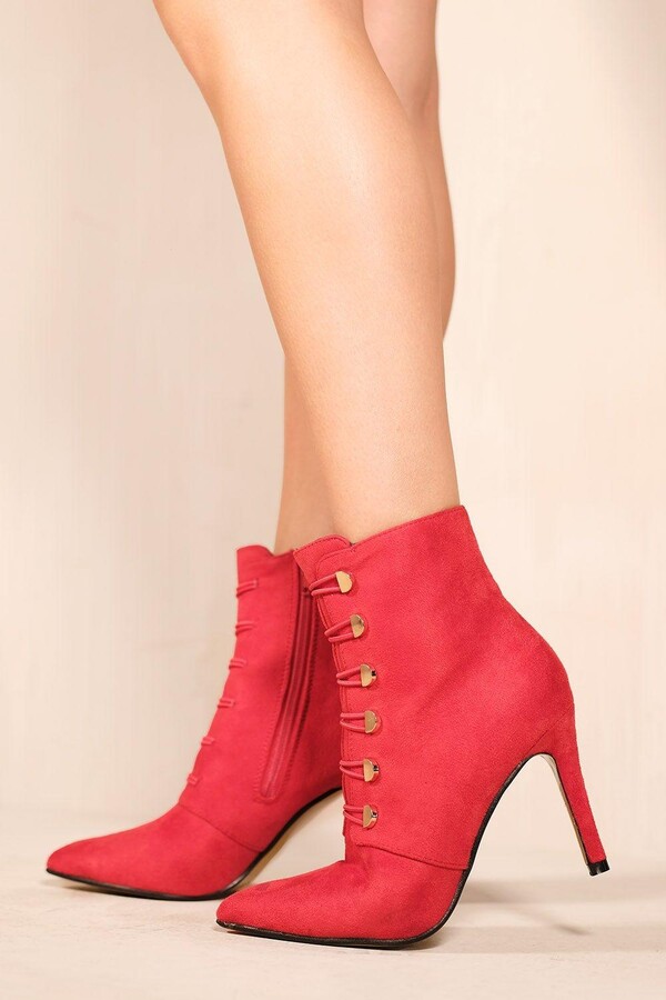 Where's That From 'Blythe' Pointed Toe Mid Heel Ankle Boots With Gold ...