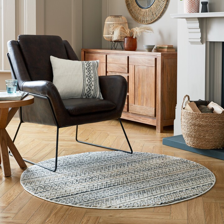 Dunelm Parker Round Rug Brown/White - ShopStyle