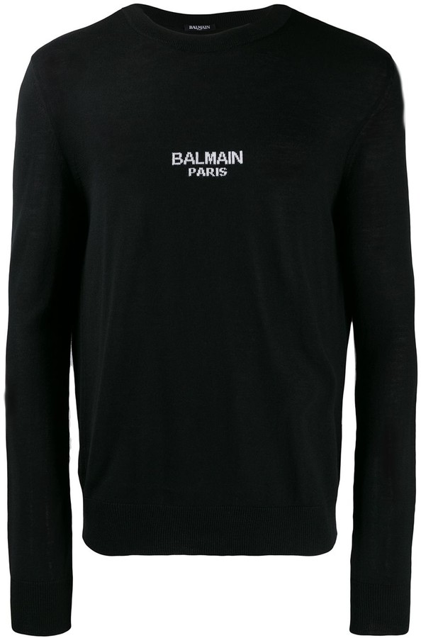 Balmain Intarsia Logo Knit Sweater - ShopStyle