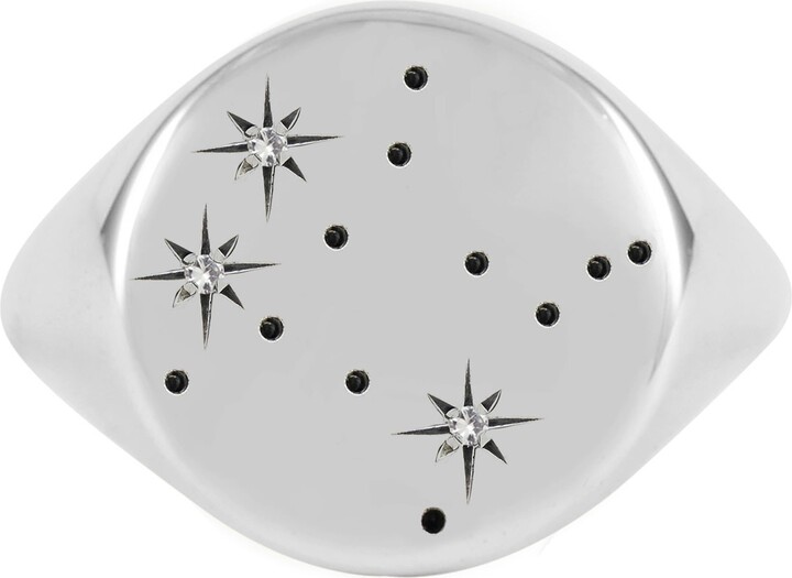 No 13 Women's Neutrals / Silver / Black Gemini Constellation Signet ...