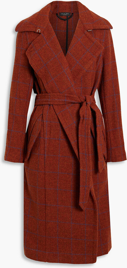 Rag & Bone Amber checked wool-tweed trench coat - ShopStyle