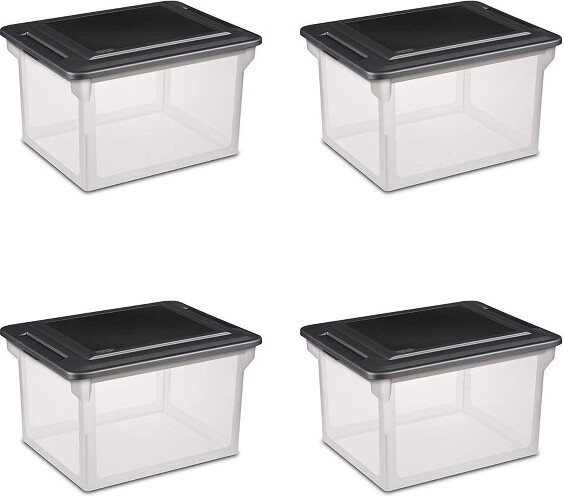 Sterilite File Box, Stackable Storage Bin with Lid, Plastic Container ...