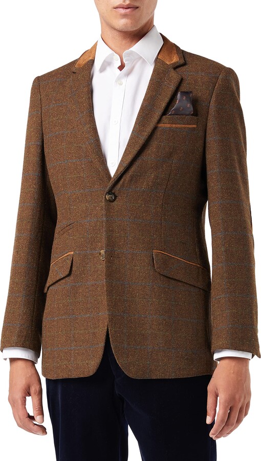 XPOSED of London Classic Men’s Tweed Country Blazer Retro Checks Smart ...