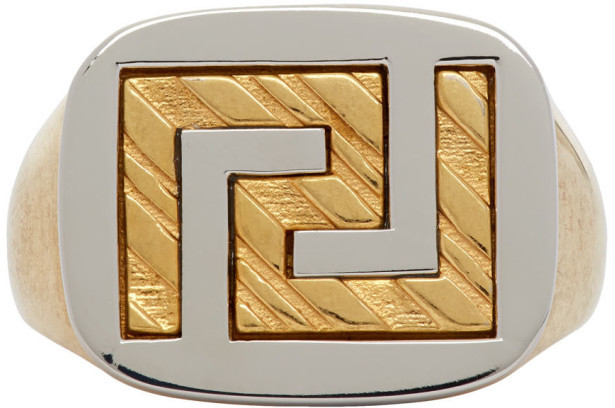 Versace Gold Greek Key Signet Ring - ShopStyle Accessories