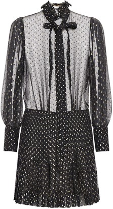 Saint Laurent Lurex Dot Silk Sheer Muslin Mini Dress - ShopStyle