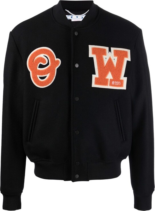Off-White Patch Varsity Jacket Black - ShopStyle