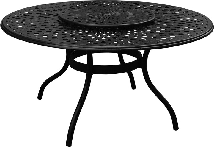 Outdoor Mesh Lattice 59 inch Bronze Round Dining Table with Lazy Susan - N/A - ShopStyle