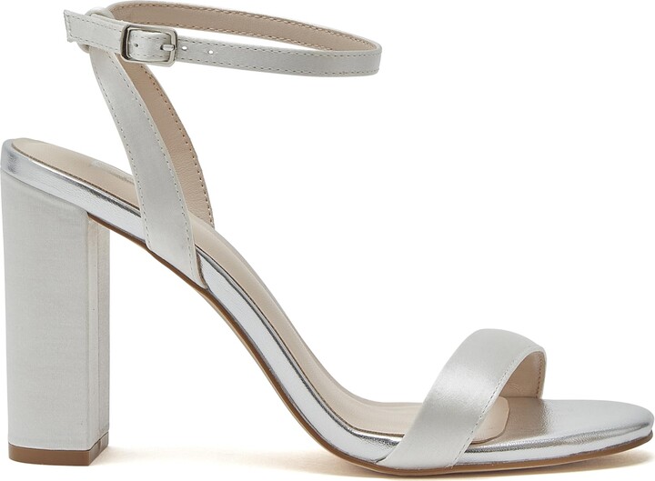 Rainbow Club Addison Ivory Satin Block Heel Wedding Sandals - ShopStyle