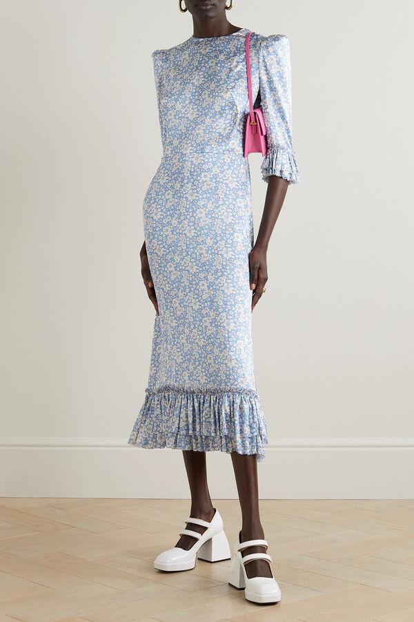 The Vampire's Wife The Falconetti Ruffled Floral-print Silk-satin Midi ...