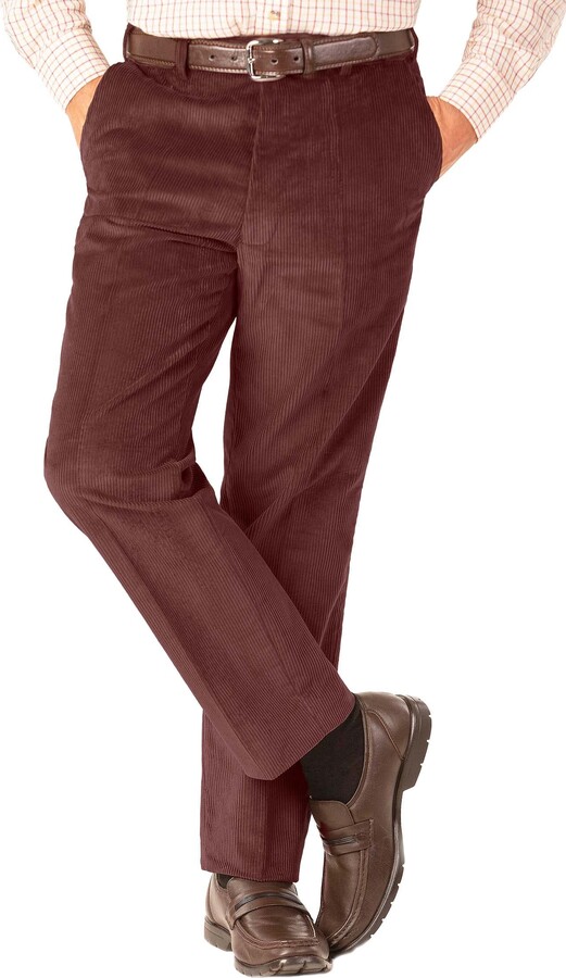 James Holton Mens Corduroy Trousers Elasticated Waist Smart Formal ...