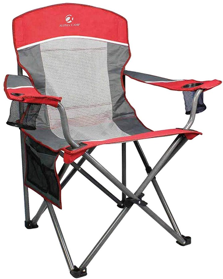 ALPHA CAMP Oversized Mesh Back Camping Folding Chair Heavy Duty Support ...