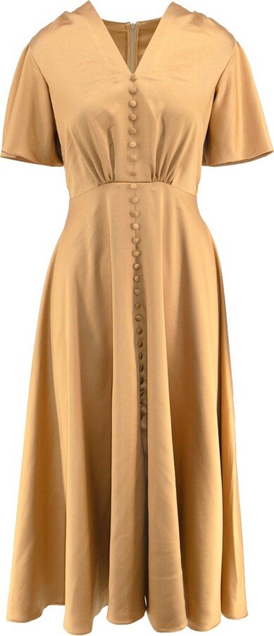 Roserry Women's Brooklyn Retro Midi Satin Dress In Gold - ShopStyle