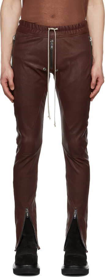 Rick Owens Burgundy Gary Leather Pants - ShopStyle