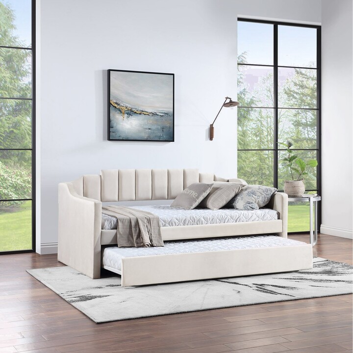 Modern Upholstered Tufted Daybed with Trundle - ShopStyle