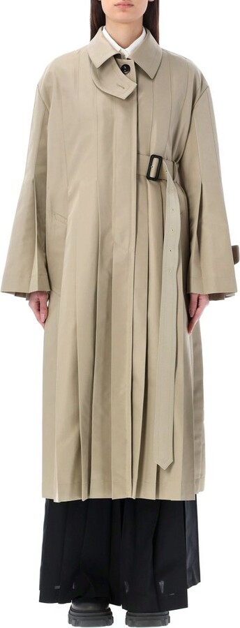 Sacai Belted Pleat Detailed Trench Coat - ShopStyle
