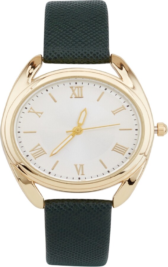 Jessica Carlyle Women's Analog Green Polyurethane Leather Strap Plain ...