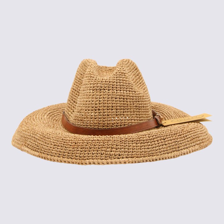 Ibeliv Natural Raffia And Brown Leather Safari Hat - ShopStyle