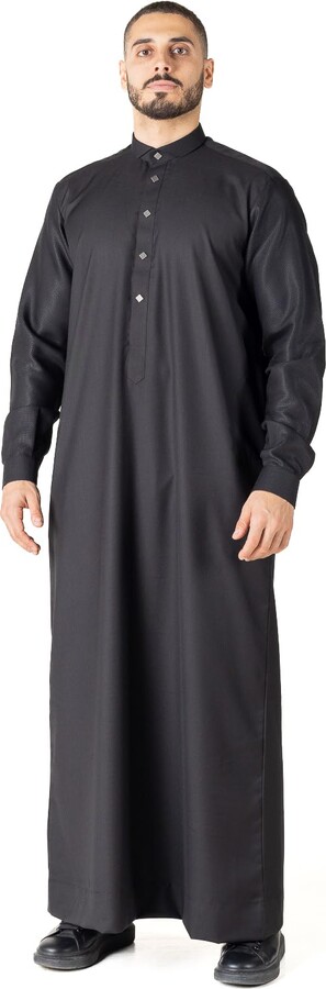 alqamees Mens Thobe Exclusive Long Sleeve Kaftan Traditional Islamic ...