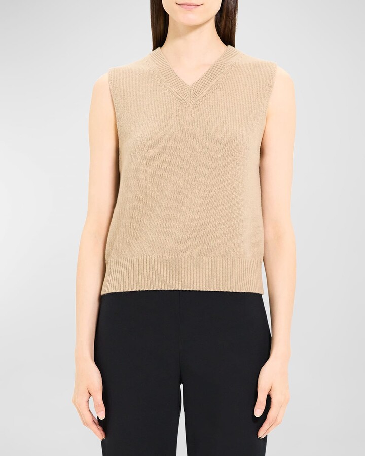 Theory Wool & Cashmere Shrunken Sweater Vest - ShopStyle