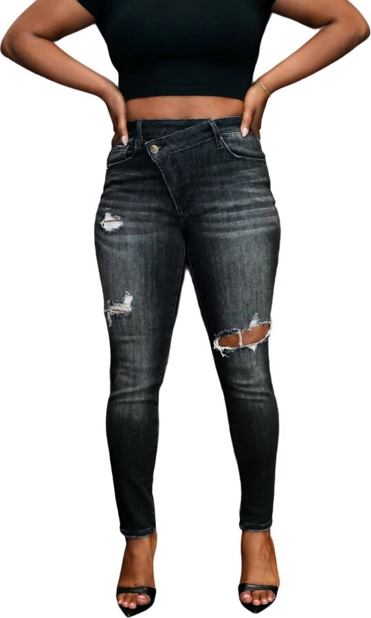 RISEN Cross Light Denim In Black Wash - ShopStyle Distressed Jeans
