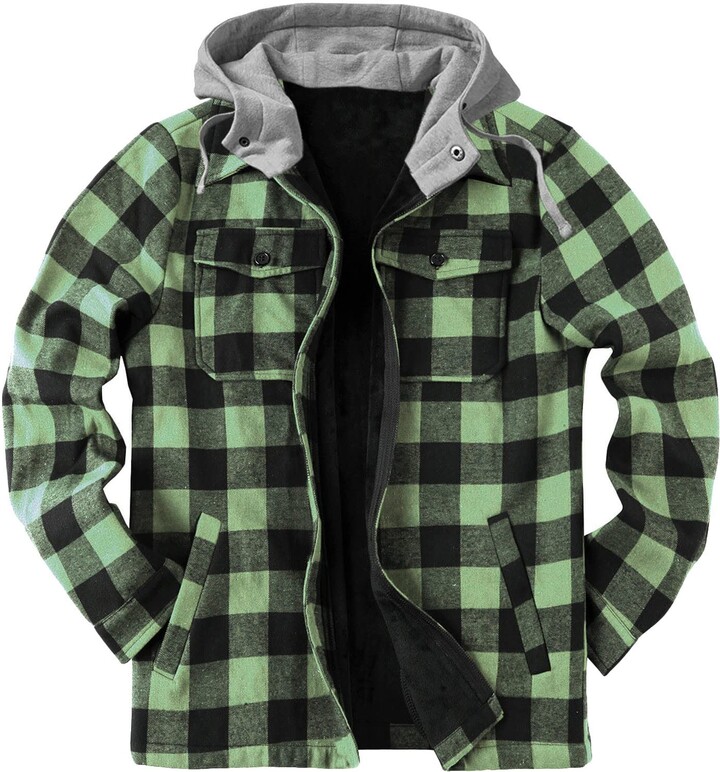 Generic Lined Warm Winter Heavyweight Jacket Coats Lined Flannel Shirt ...