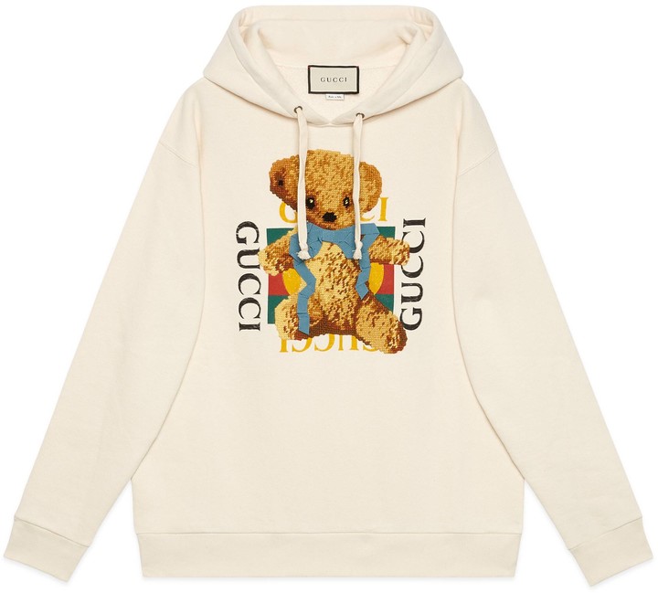 Gucci Oversize sweatshirt with logo and teddy bear - ShopStyle